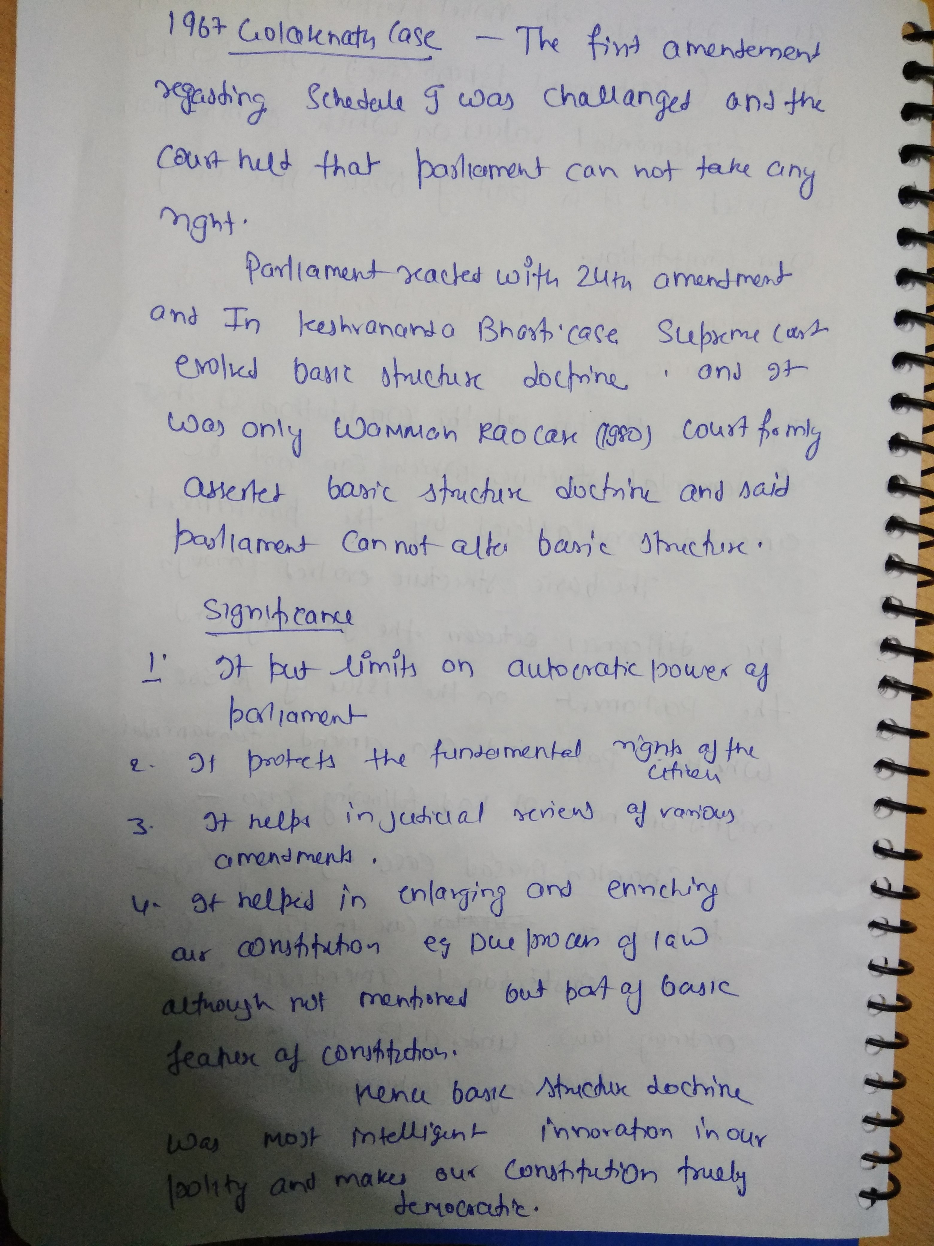 3. Examine the doctrine of basic structure, its evolution and ...