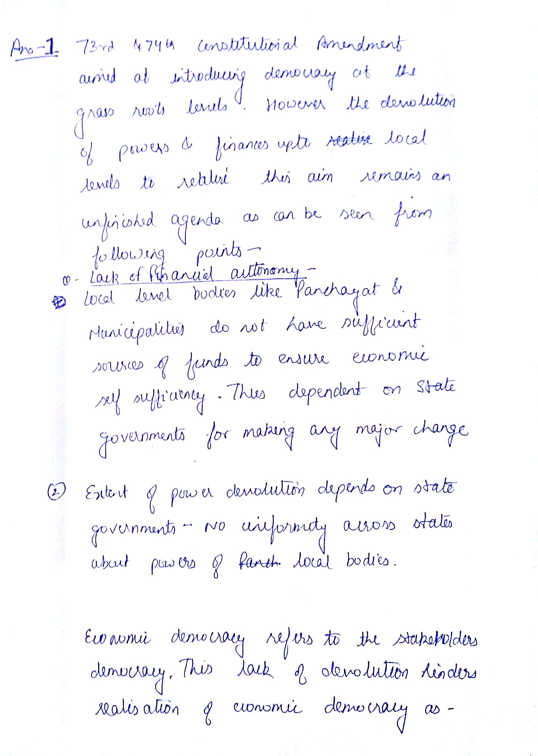 1 Devolution Of Powers And Finances Up To Local Level Remains An Unfinished Agenda Do You