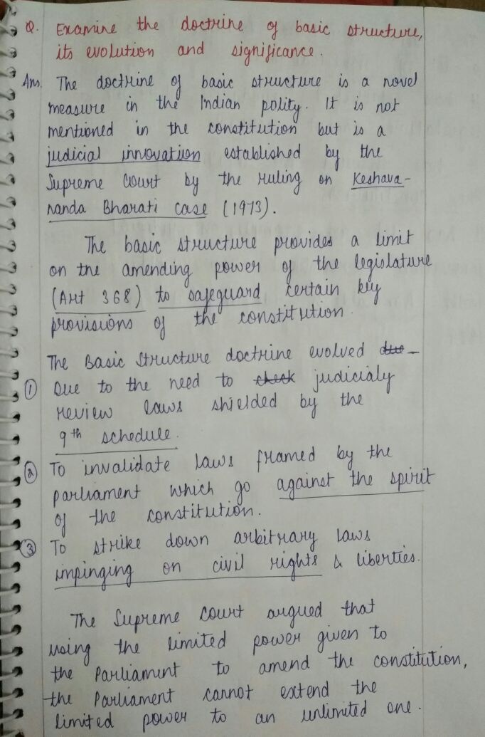 3. Examine the doctrine of basic structure, its evolution and ...