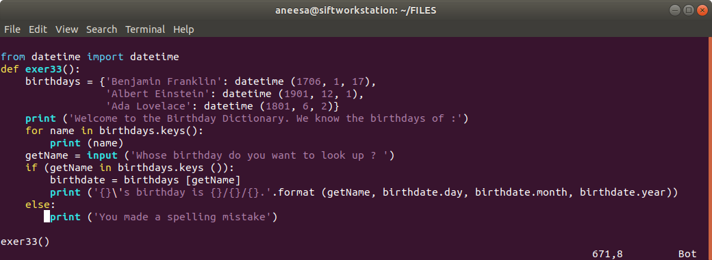 33 Birthday Dictionaries Solutions