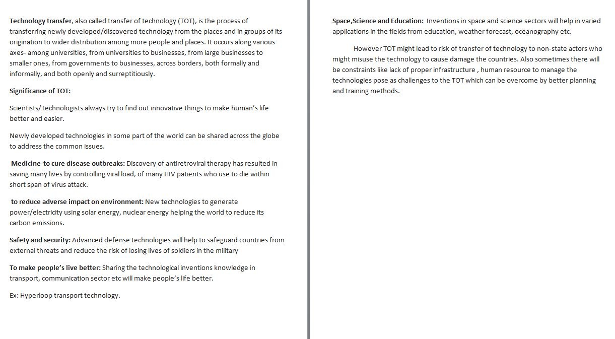 2. What is the meaning of Transfer of Technology? Why is it so ...