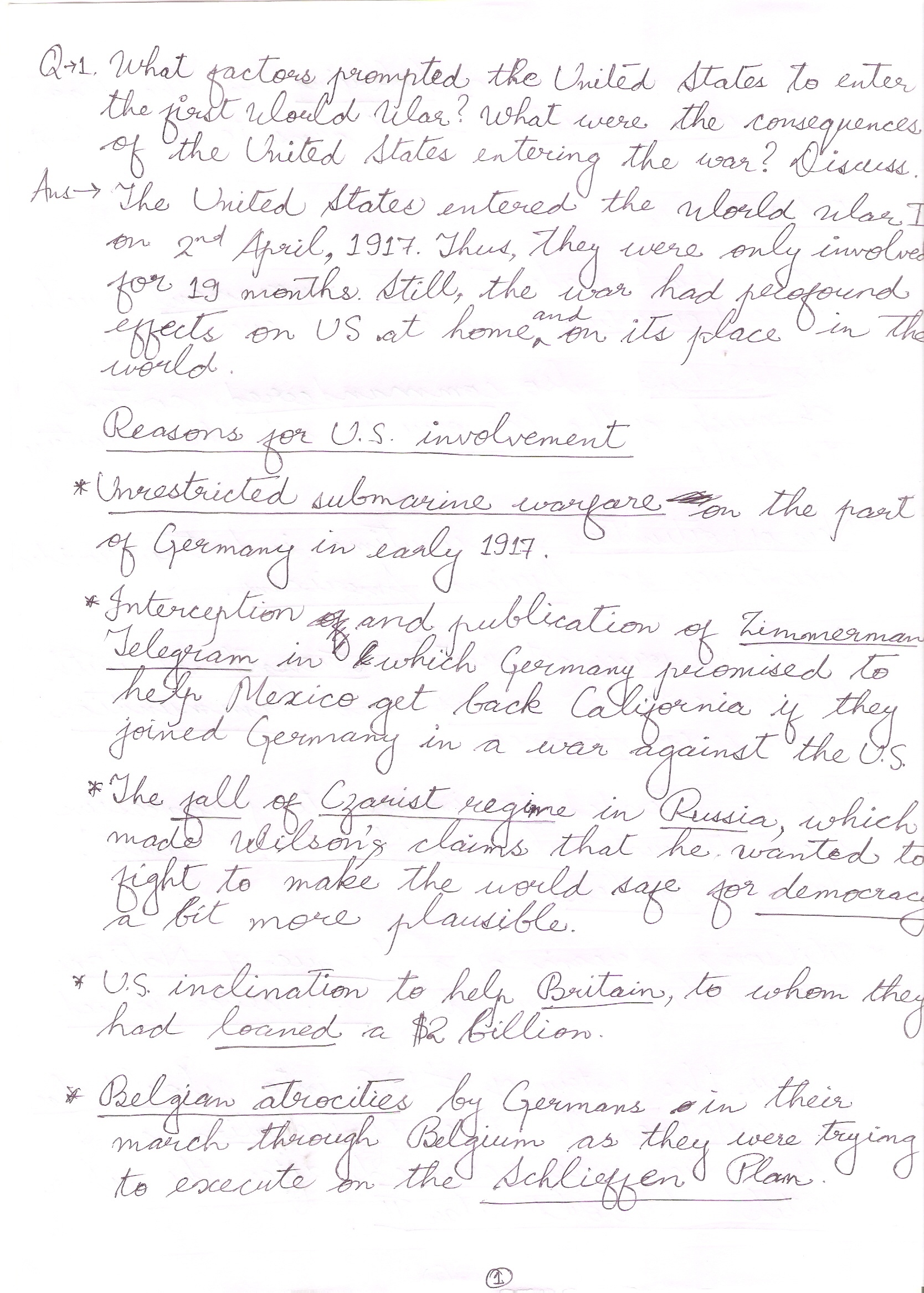 1. What factors prompted the United States to enter the the first World ...