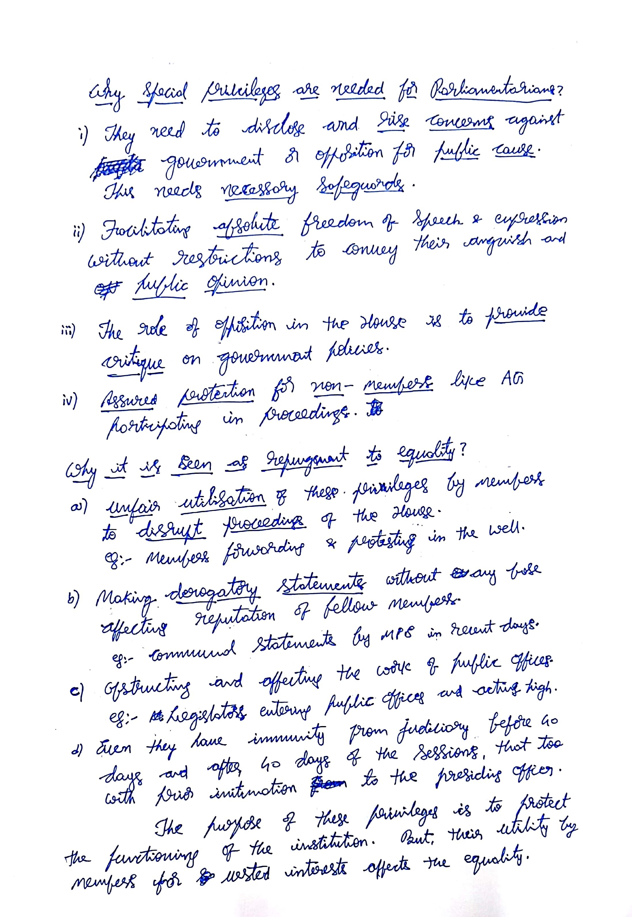 1. Are parliamentary privileges repugnant to the principle of ‘equality ...