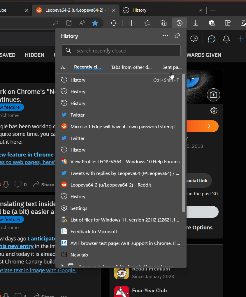 The History page will have a new "Sent pages" section. : r/MicrosoftEdge