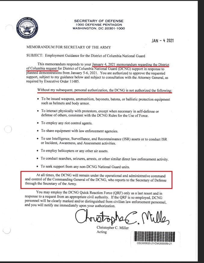 DC Mayor Bowser’s Letter Refusing National Guard on January 6 | Fight ...