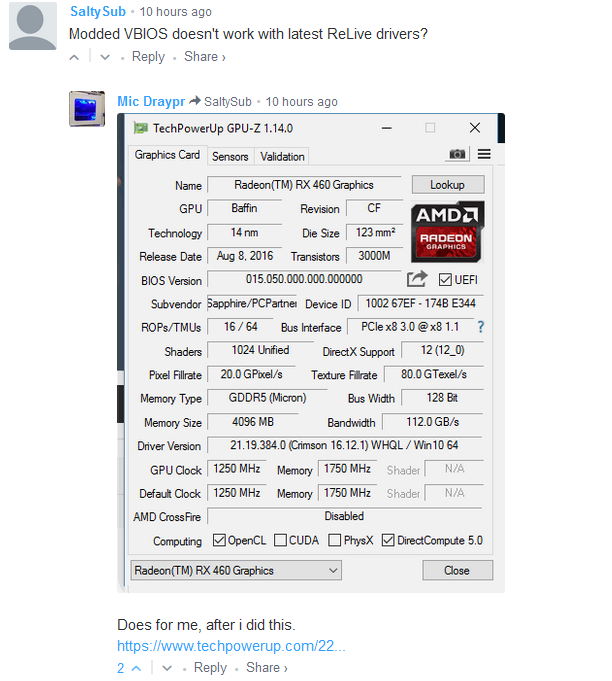 Radeon RX 460: Gana un 10% de rendimiento con una BIOS que desbloquea ...