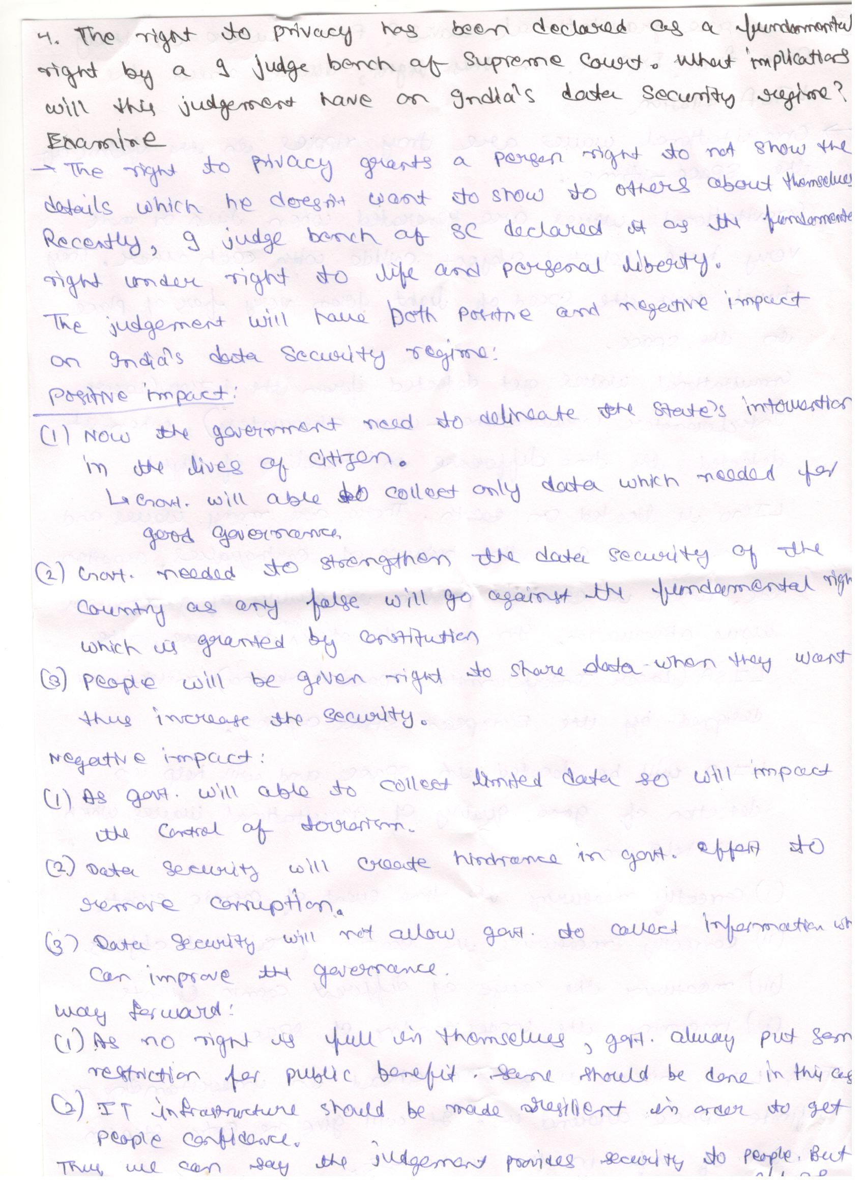 4. The right to privacy has been declared as a fundamental right by a 9 ...