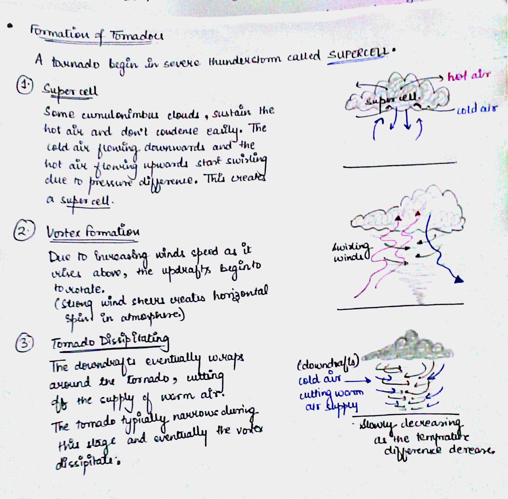 1. What are thunderstorms and tornadoes? How do they form? Explain ...