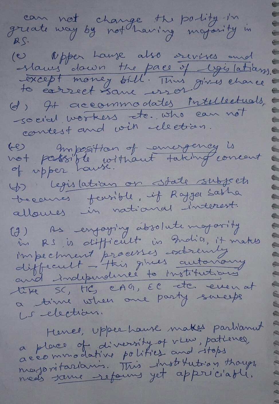 3. Why is it important to have an indirectly elected upper house in a ...