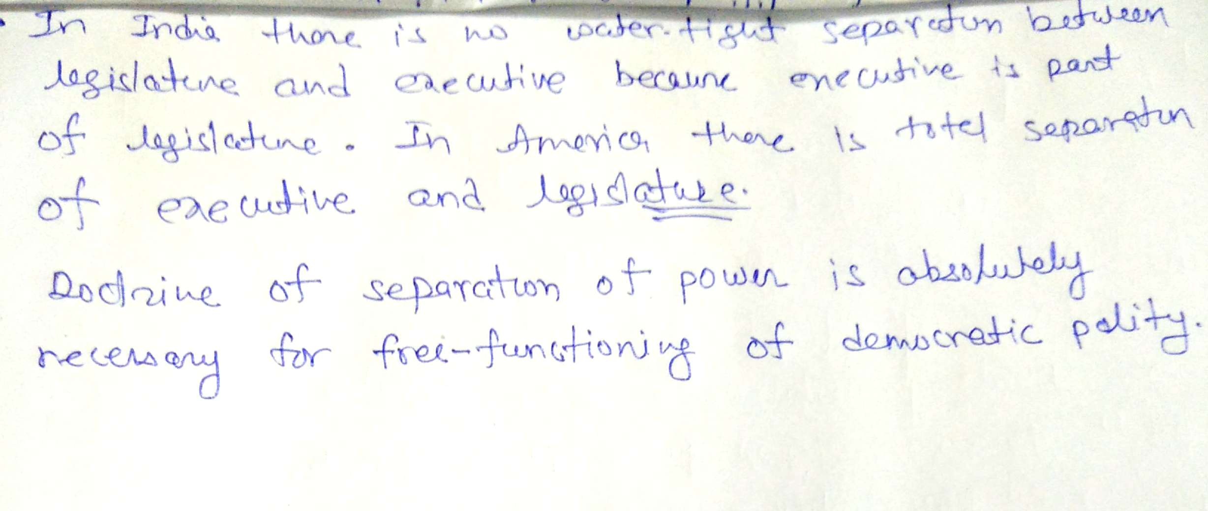 1. Discuss the doctrine of separation of powers. With the help of ...