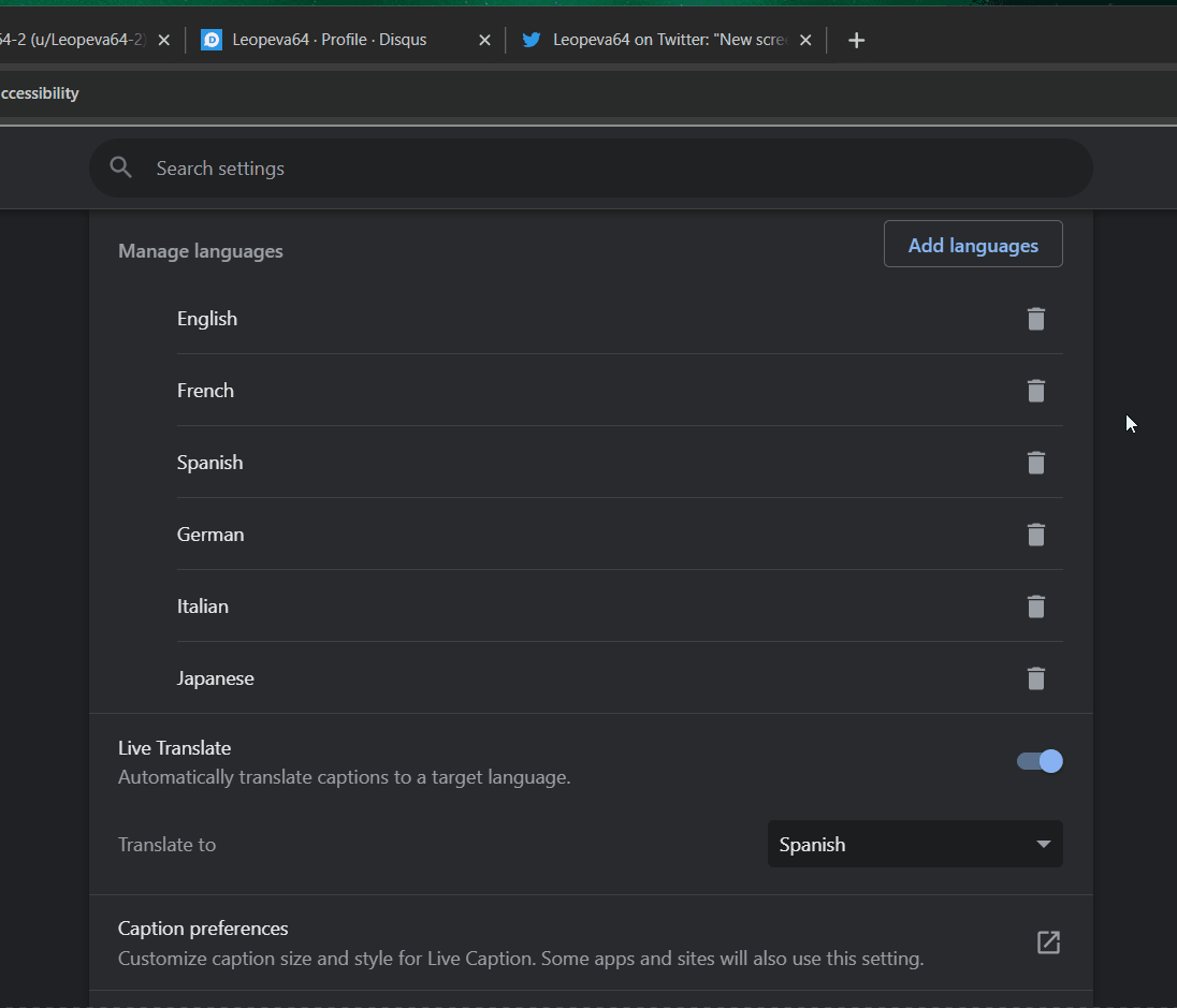Chrome's caption settings page has a new UI with some new features, including the option to ...