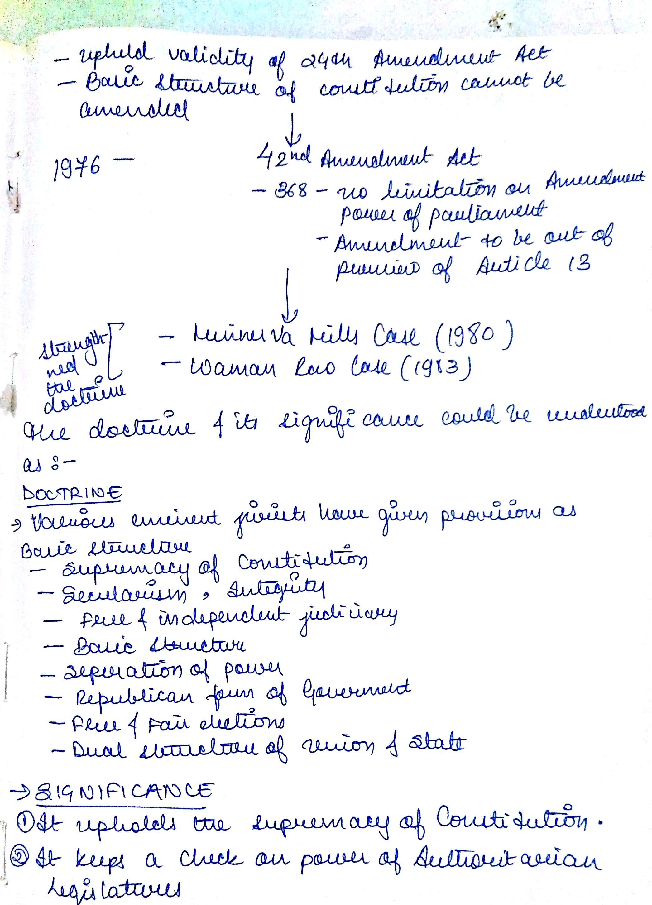 3. Examine the doctrine of basic structure, its evolution and ...