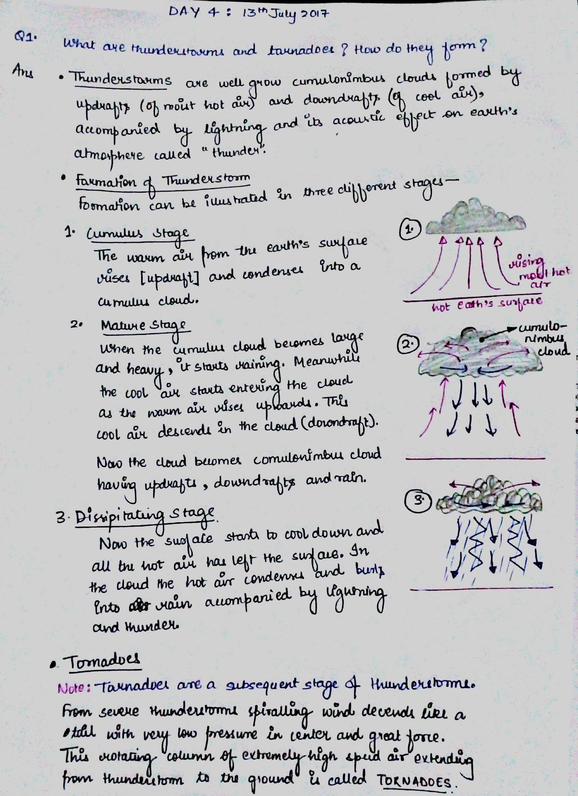 1. What are thunderstorms and tornadoes? How do they form? Explain ...