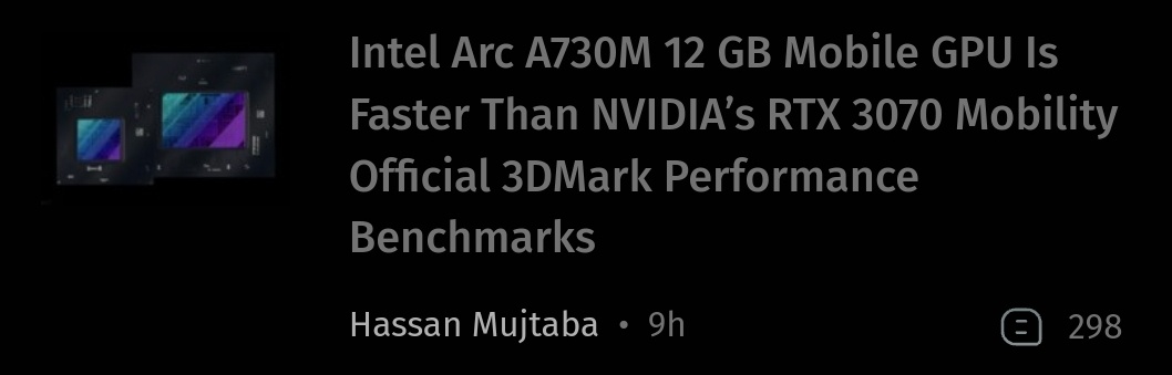 Intel's High-End Arc A730M GPU Is Barely Faster Than An NVIDIA RTX 3050 ...
