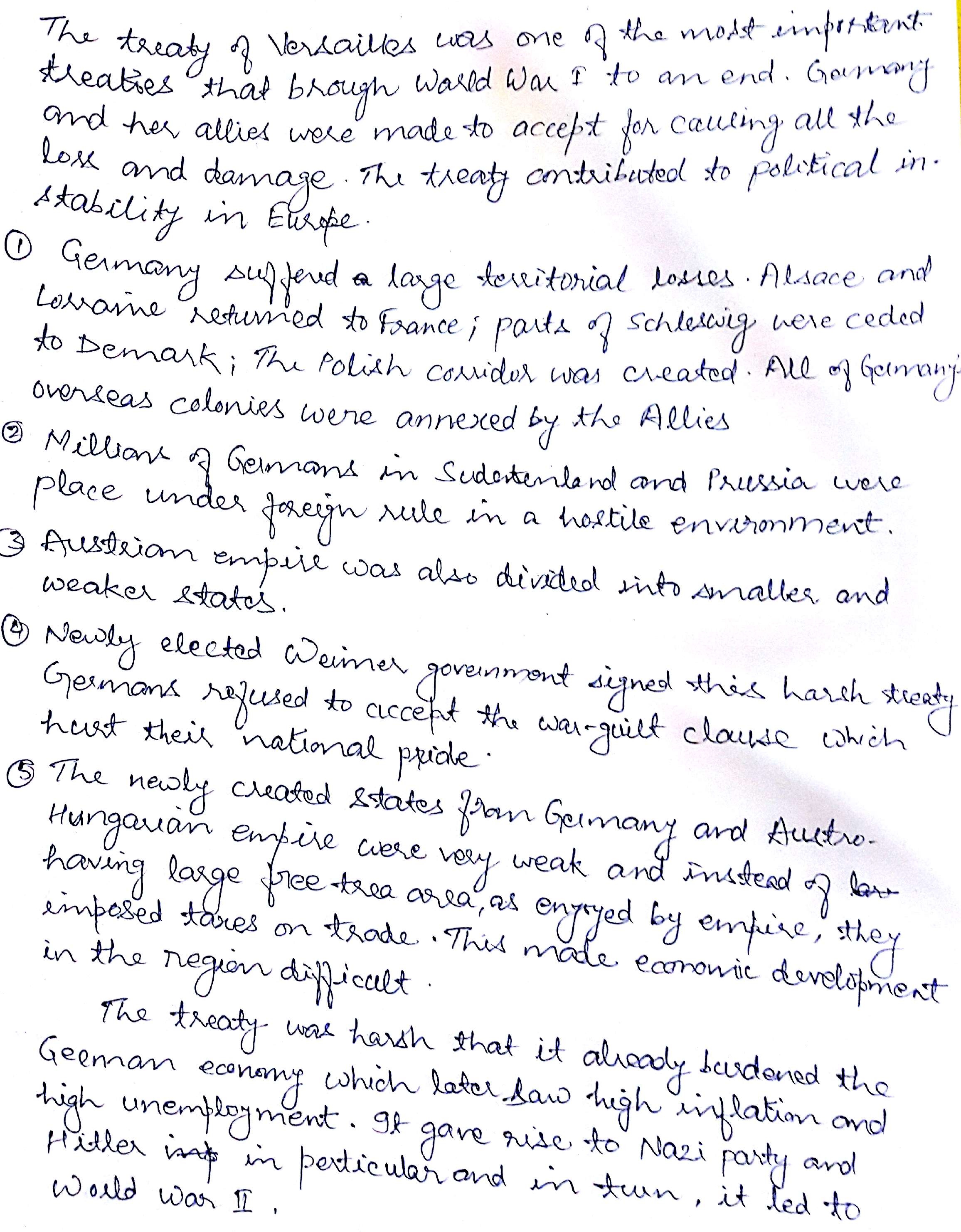 2. How did the Versailles Treaty contribute to European political ...