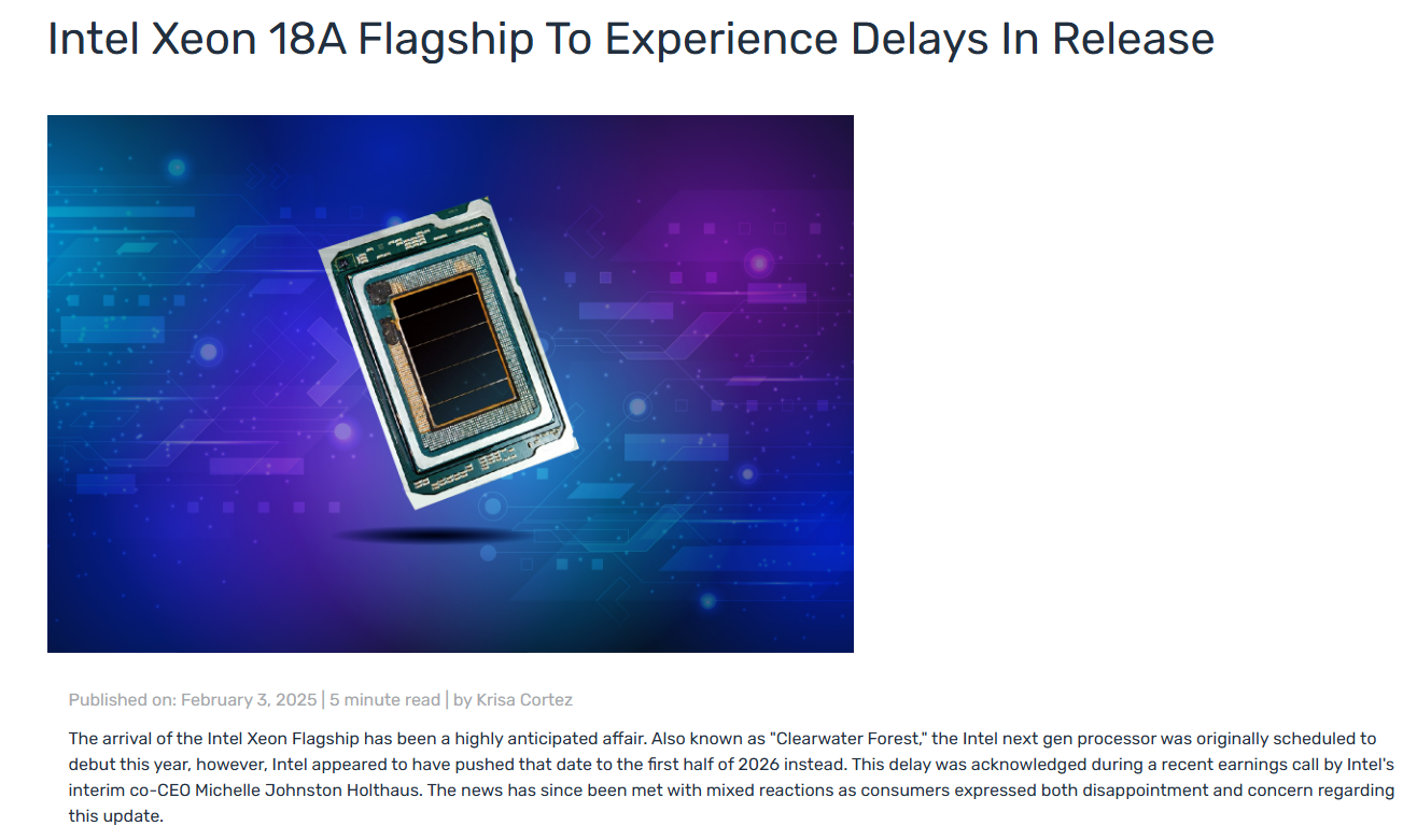 Intel's 18A Process Is "Finally Ready" After Years of Wait; Team Blue ...