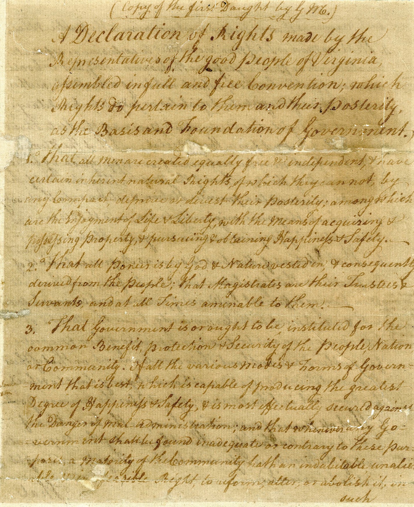Before the Bill of Rights, There was the Virginia Declaration of Rights ...