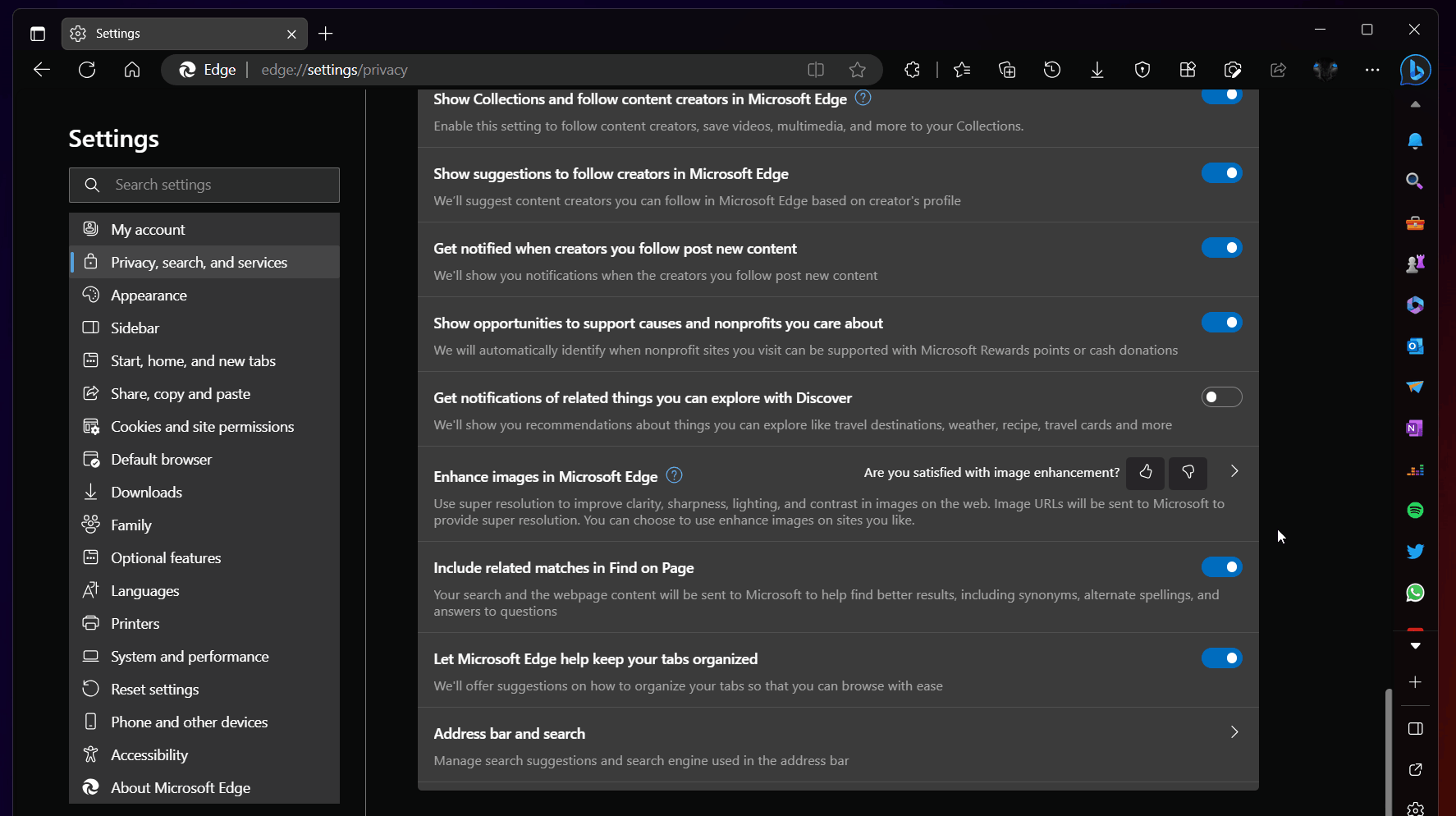 Enhance Image toggle has been removed from Services : MicrosoftEdge