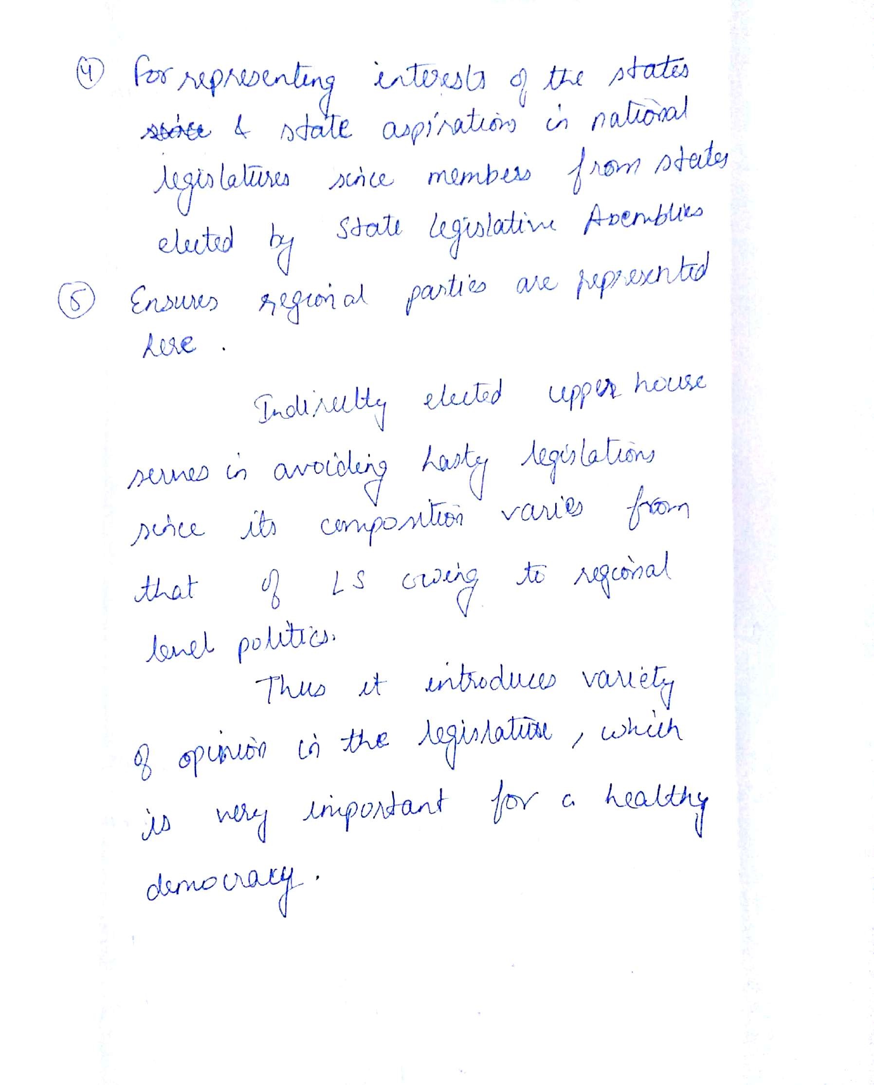 3. Why is it important to have an indirectly elected upper house in a ...