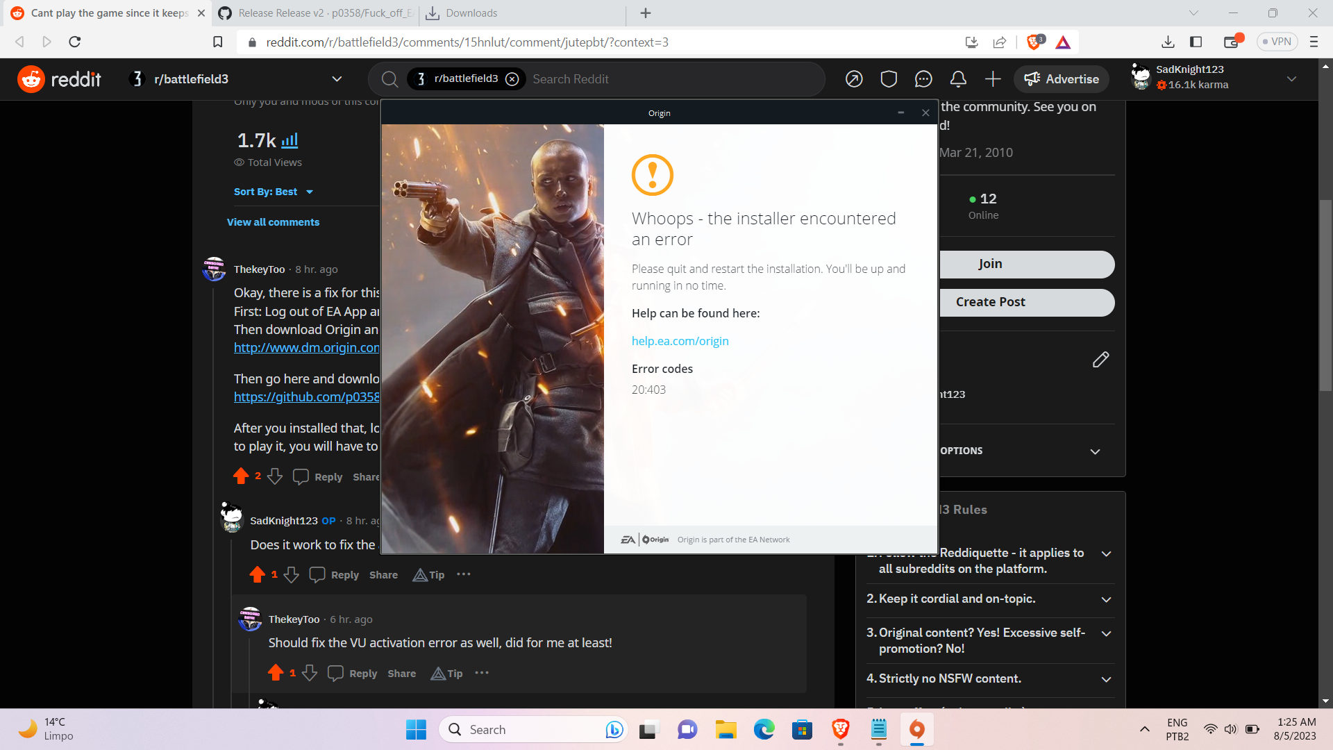 Cant play the game since it keeps asking me to log into Origin even tho ...