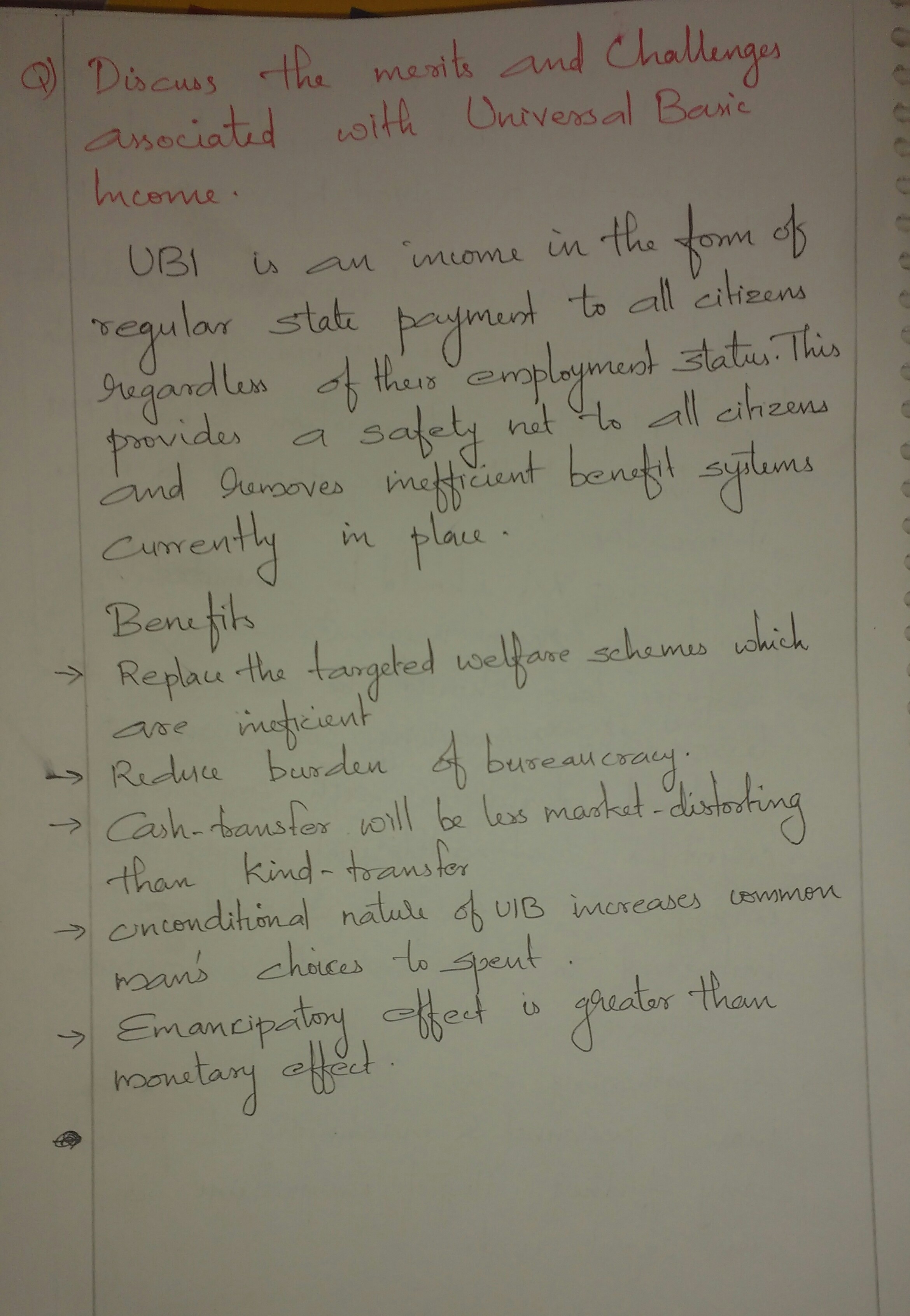 4. Discuss the merits and challenges associated with ‘Universal Basic ...