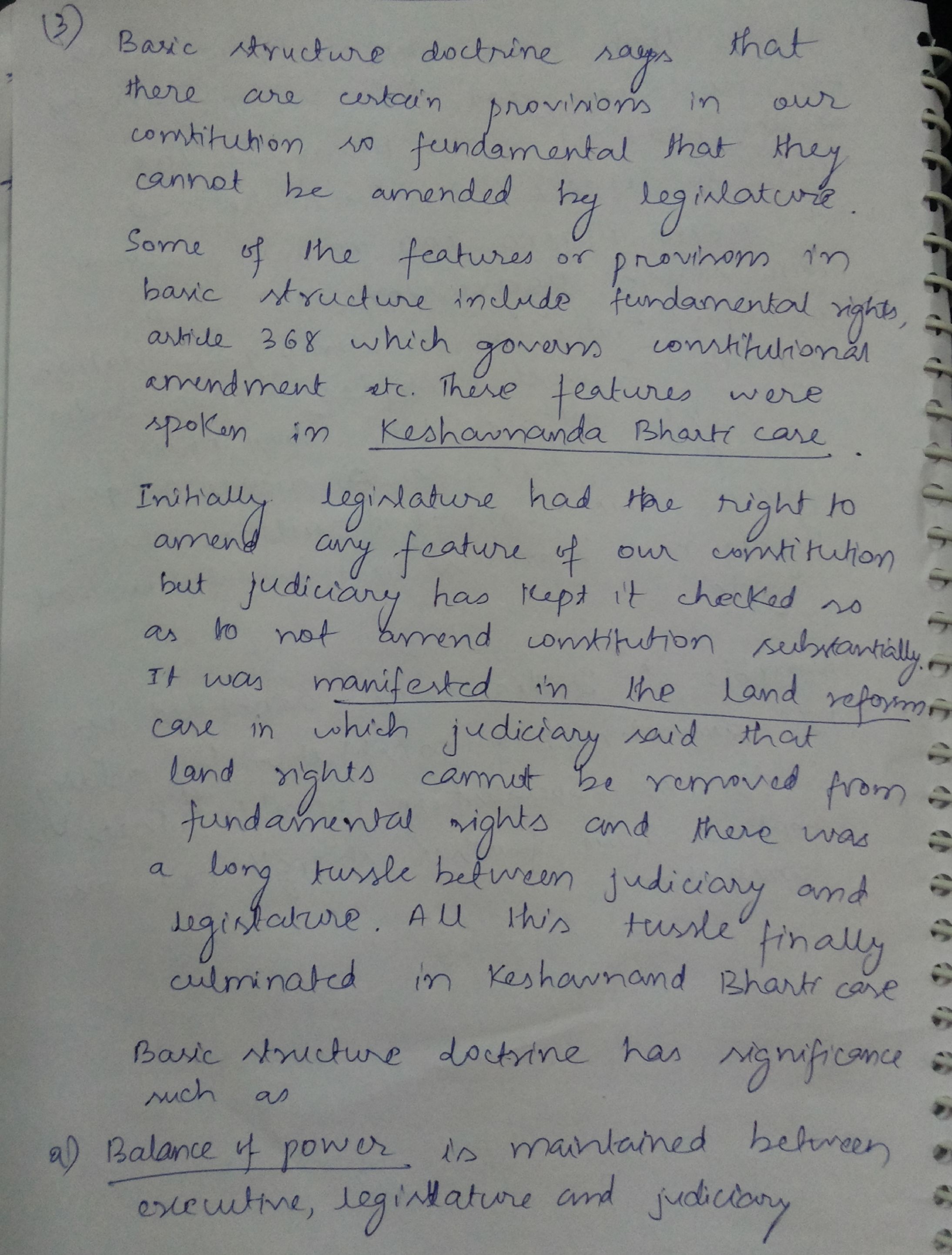 3. Examine the doctrine of basic structure, its evolution and ...