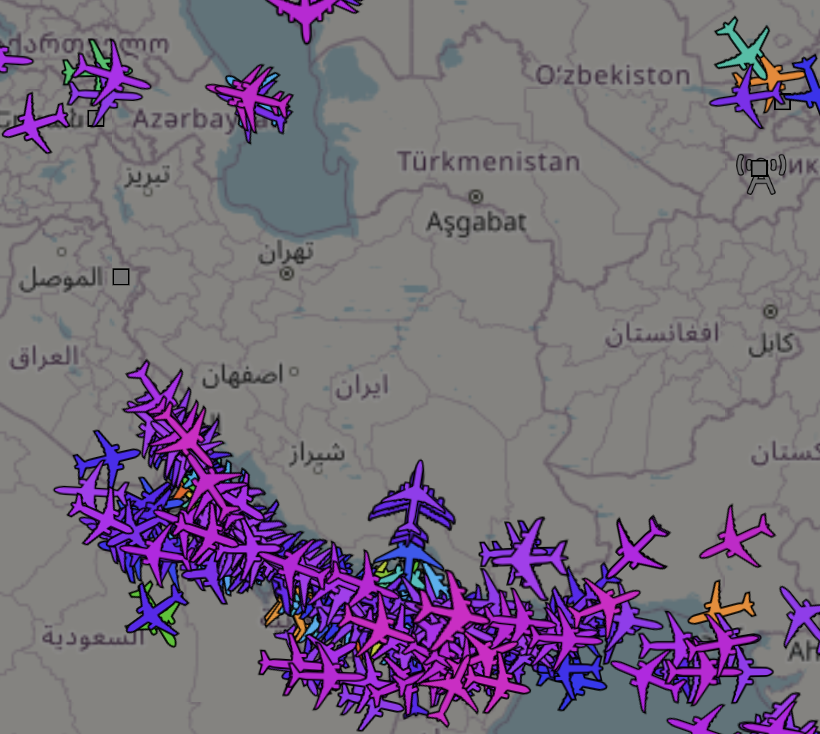 Iranian Airspace Empties - Only Flights from China and Russia ...