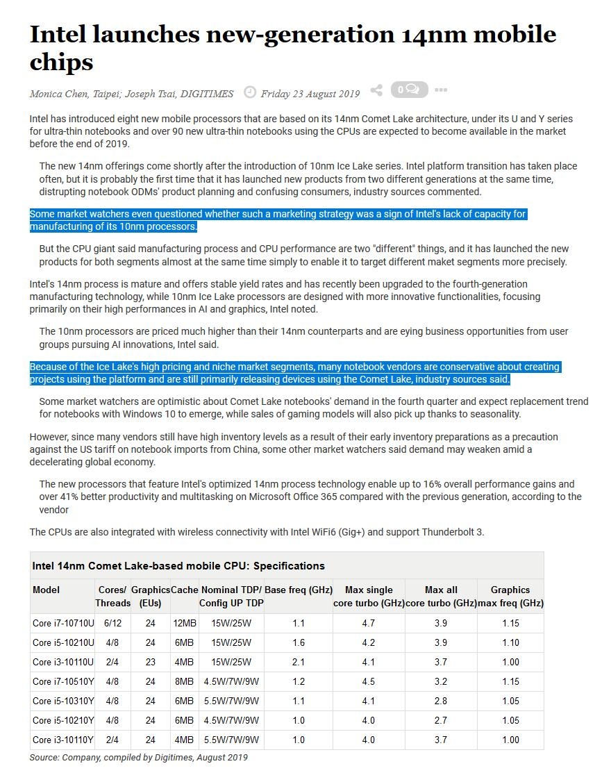 Discussion: Intel Launches 10th Generation 'Comet Lake' Mobility ...