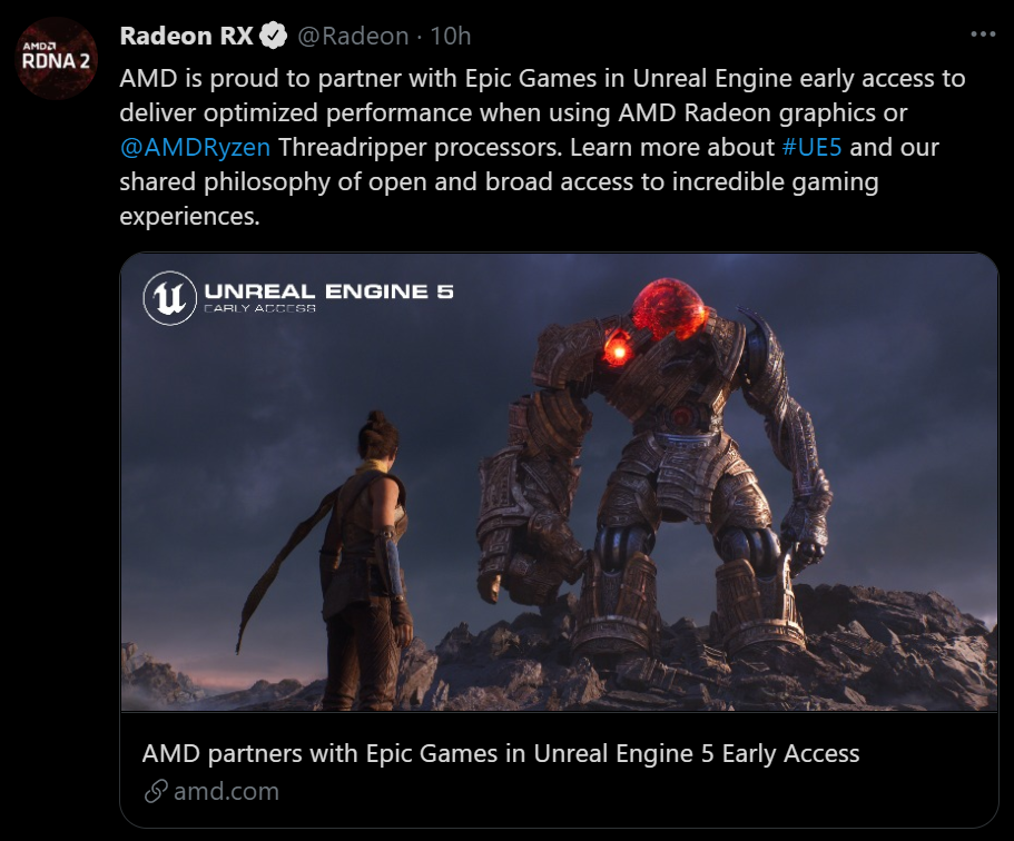 Discussion: AMD Partners with Epic on UE5; Temporal Super Resolution ...