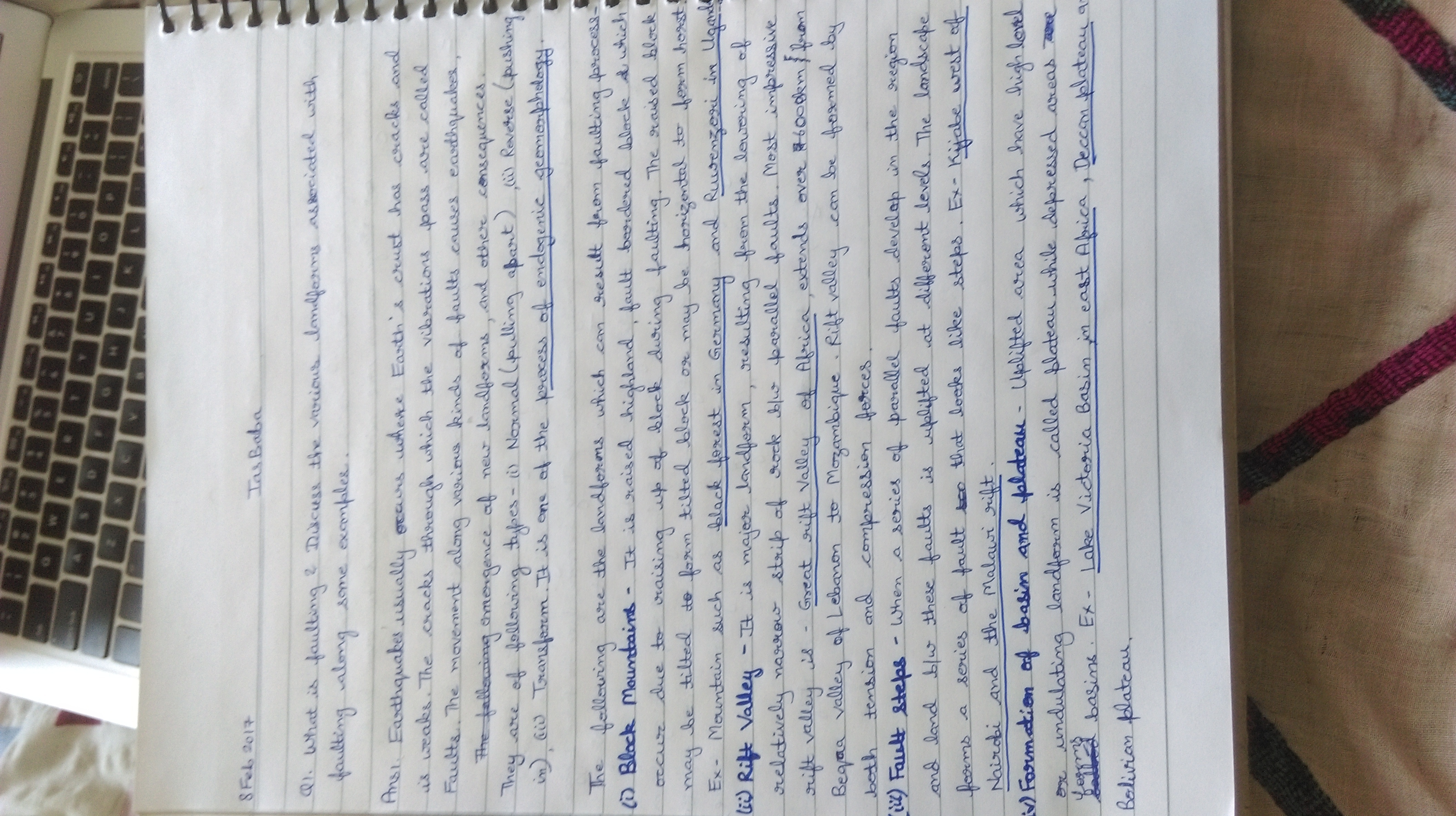 1. What is faulting? Discuss the landforms associated with faulting ...