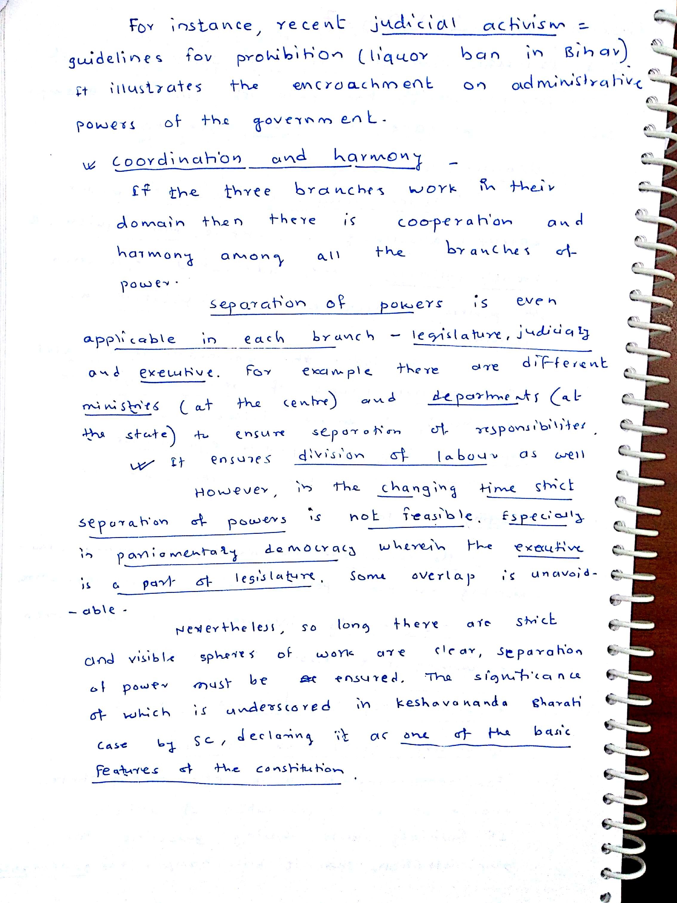 1. Discuss the doctrine of separation of powers. With the help of ...