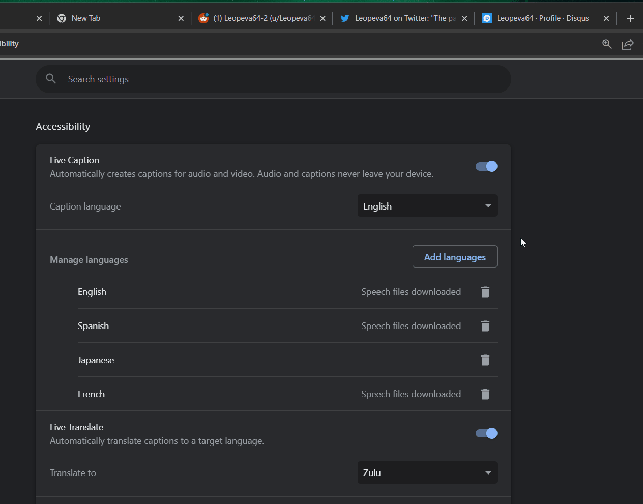 Chrome's caption settings page has a new UI with some new features, including the option to ...