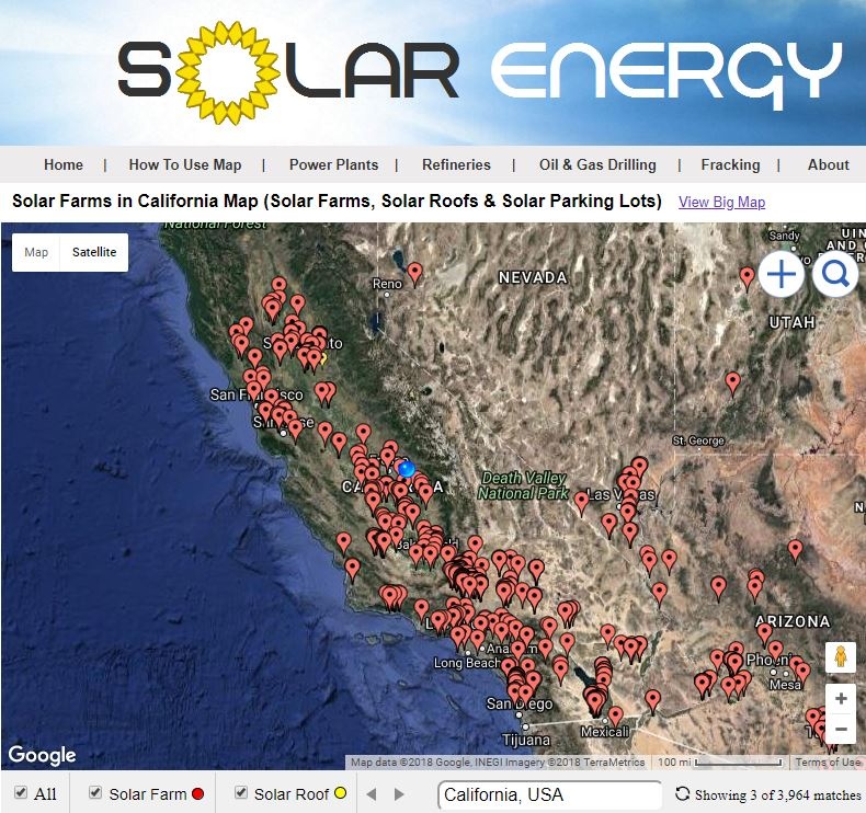 Map of Solar Panel Locations In California
