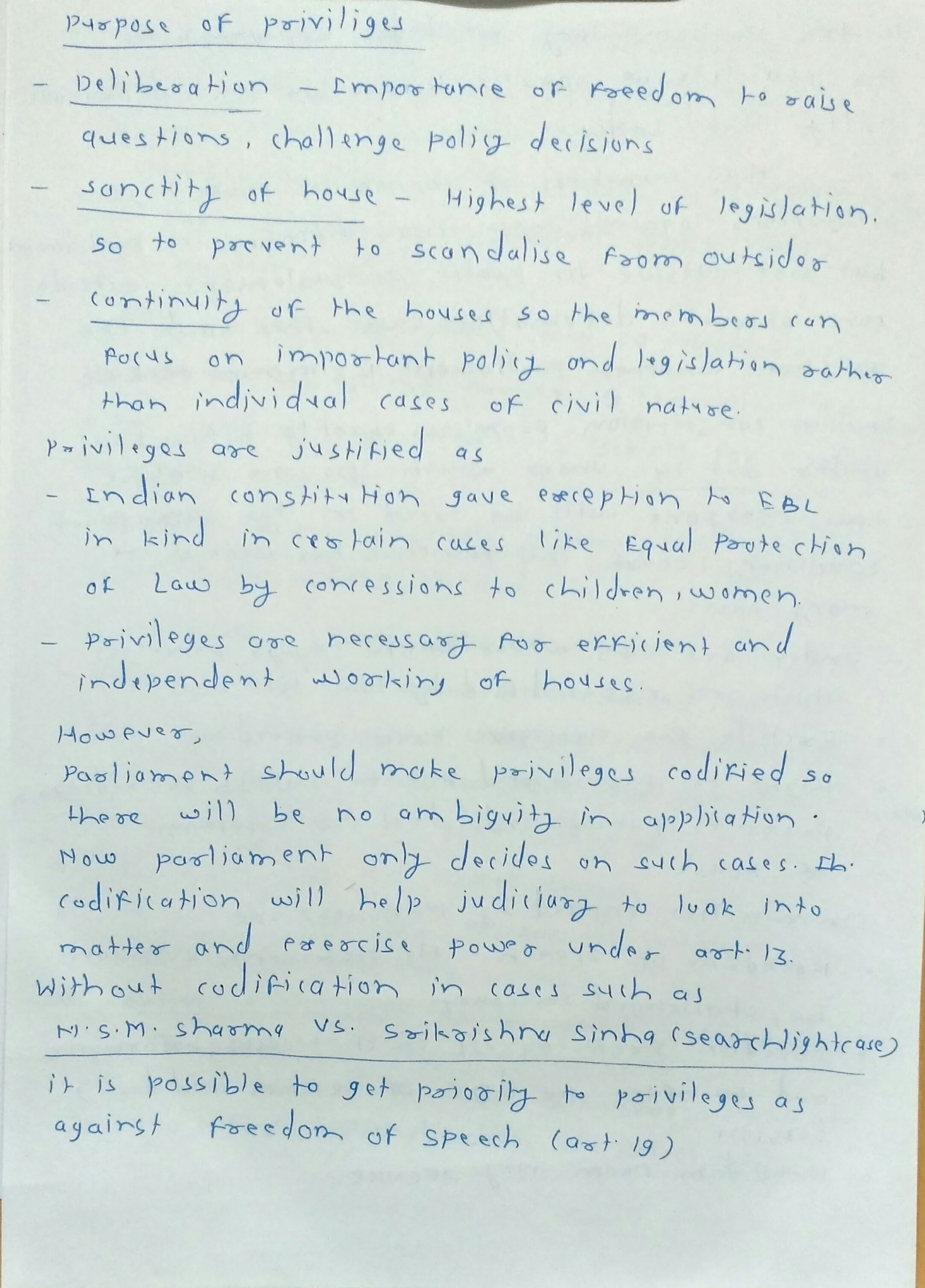 1. Are parliamentary privileges repugnant to the principle of ‘equality ...